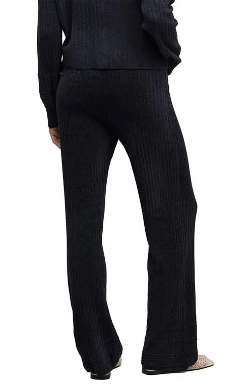 Barefoot Dreams Cozychic Ultra Lite Textured Hem Ribbed Pants - Black