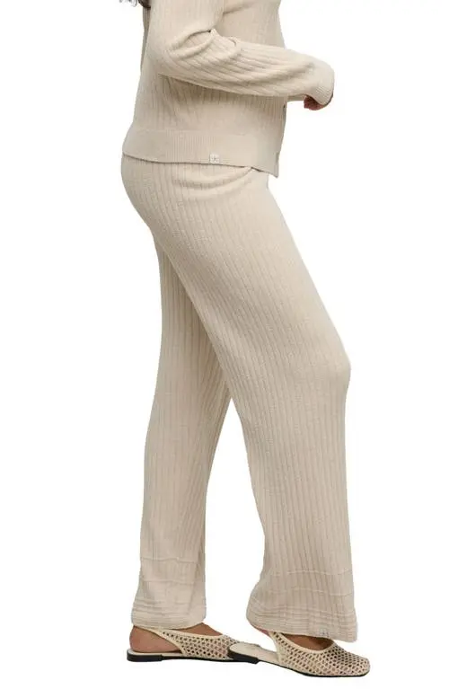 Barefoot Dreams Cozychic Ultra Lite Textured Hem Ribbed Pants - Stone