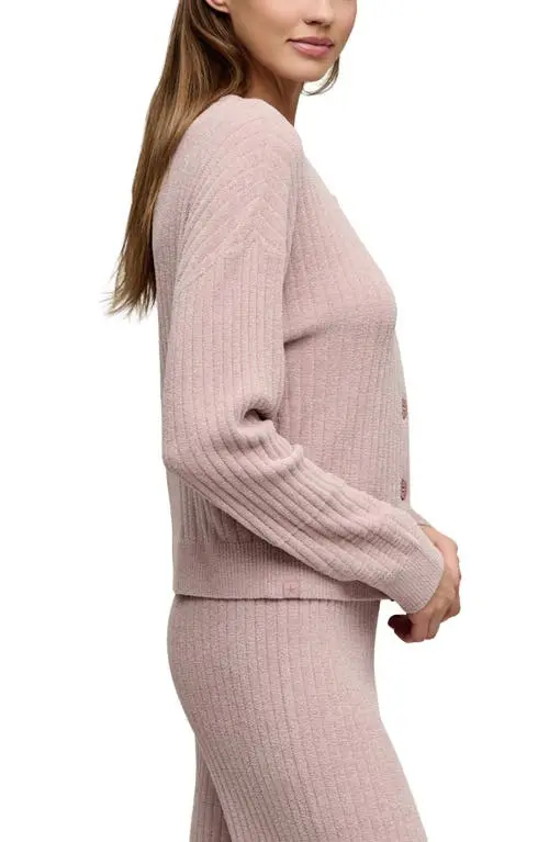 Barefoot Dreams Cozychic Ultra Lite Textured Ribbed Cardigan - Teaberry