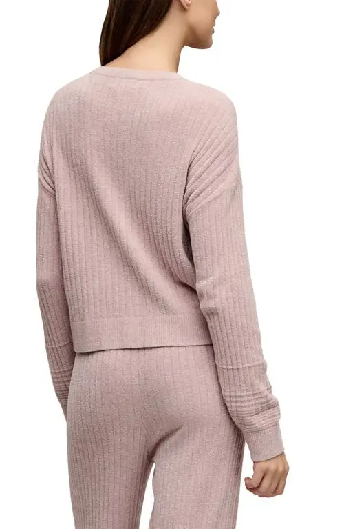 Barefoot Dreams Cozychic Ultra Lite Textured Ribbed Cardigan - Teaberry