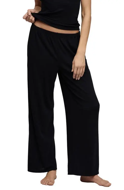 Barefoot Dreams Pointelle Knit Wide Leg Lounge Pants - Black
