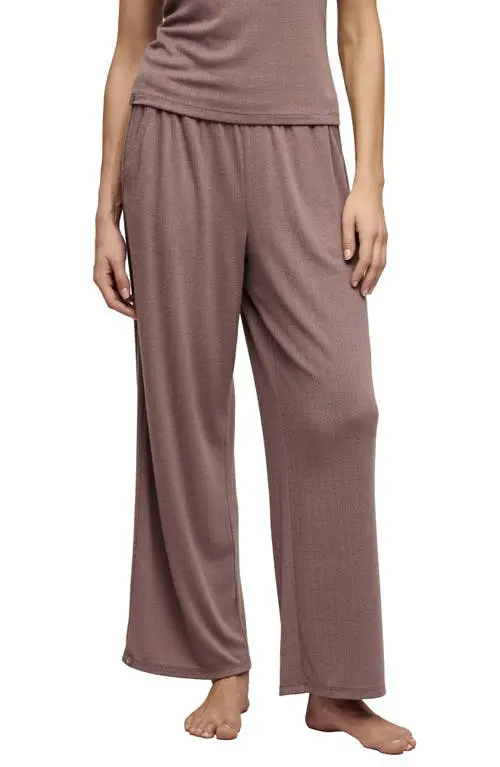 Barefoot Dreams Pointelle Knit Wide Leg Lounge Pants - Sable