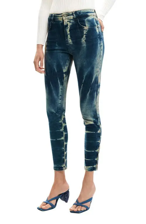 Desigual Low Rise Tie-dye Skinny Jeans - Blue