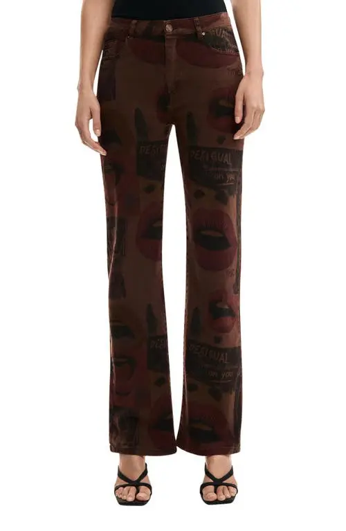 Desigual Printed Straight Leg Jeans