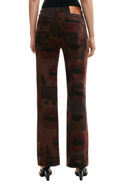 Desigual Printed Straight Leg Jeans