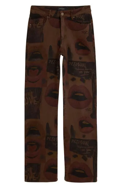 Desigual Printed Straight Leg Jeans