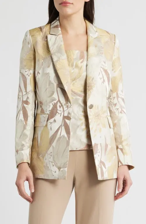 Anne Klein Jacquard Blazer - Coffee Cream Multi