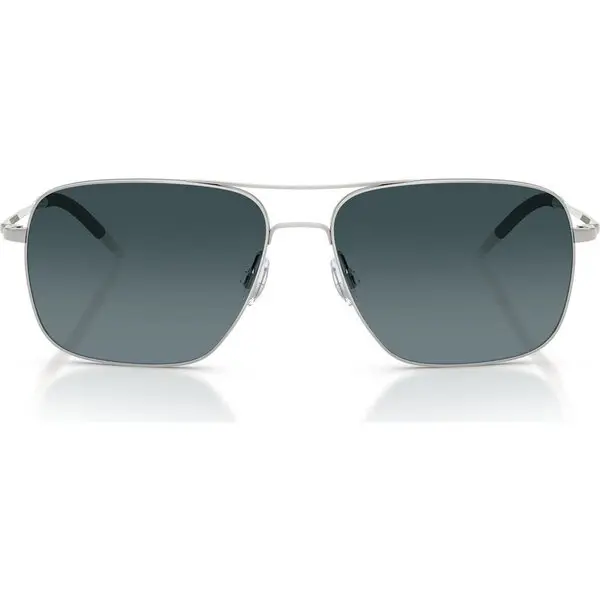 Oliver Spencer 58mm Polarized Gradient Aviator Sunglasses - Silver/blue Gradient Polar