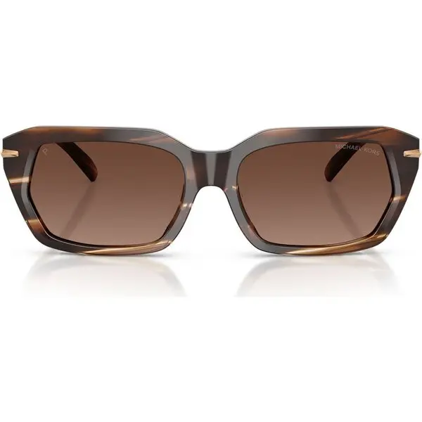 Michael Kors Lake Tahoe 54mm Gradient Polarized Rectangular Sunglasses - Brown Horn/brown Solid Polar