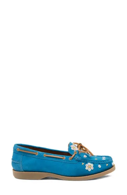 Free People Sandy Beaded Boat Shoe - Emerald Tide Suede