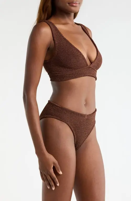 Hunza G Angel Crinkle Two-piece Swimsuit - Metallic Chocolate