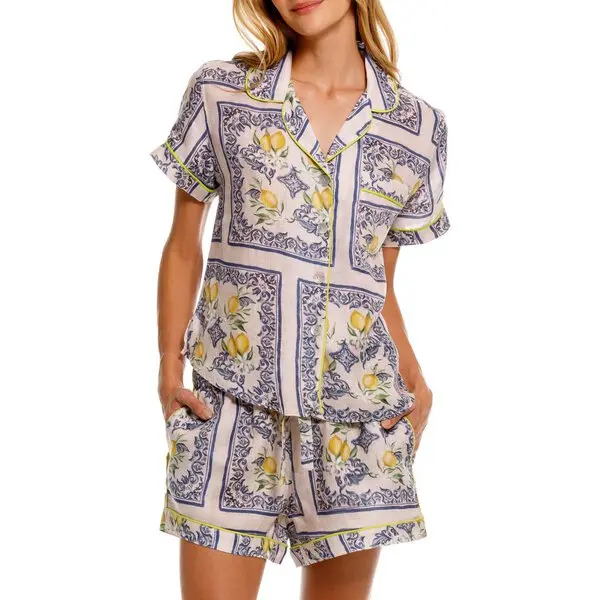 THE LAZY POET Nina Linen Short Pajamas - White
