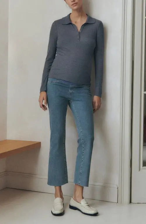 Mango Over The Bump Raw Hem Crop Flare Maternity Jeans