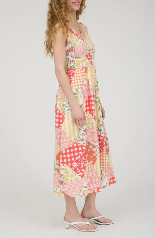 BLU PEPPER Patchwork Sleeveless Midi Dress