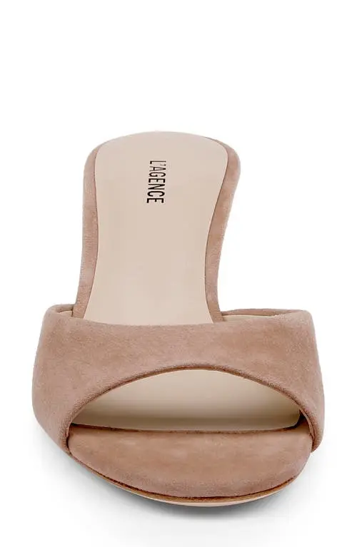 L'Agence Arleen Leather Slide Sandal - Cappuccino Suede