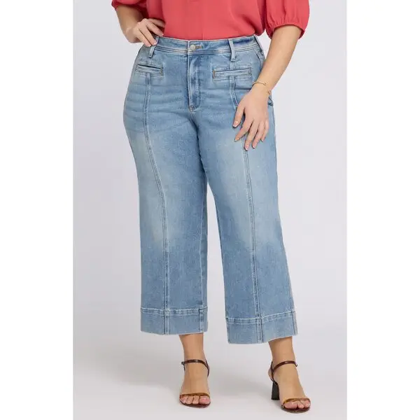 NYDJ Teresa Seamed Ankle Wide Leg Jeans - Mist Springs