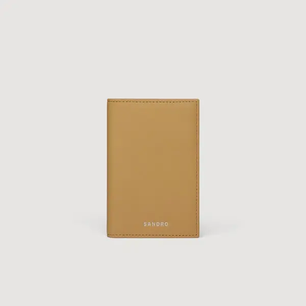 Sandro Grained Leather Card Holder - Natural