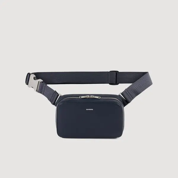 Sandro Small Grained Leather Bag - Navy Blue