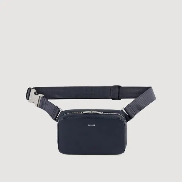 Sandro Small Grained Leather Bag - Navy Blue
