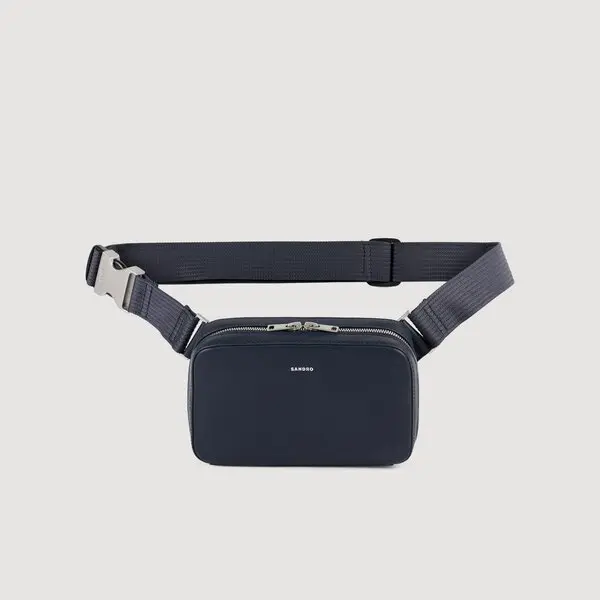 Sandro Small Grained Leather Bag - Navy Blue