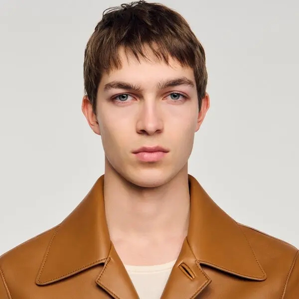 Sandro Buttoned Lambskin Leather Jacket