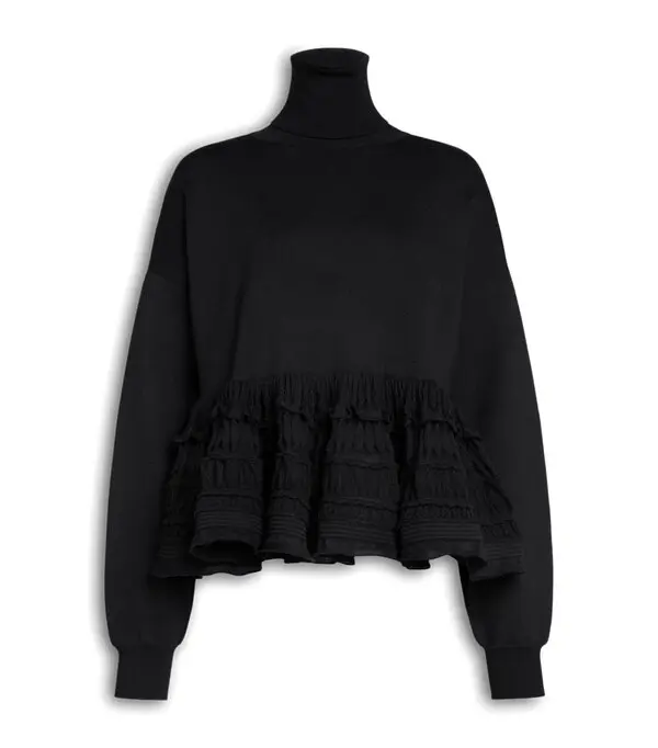 Alaïa Wool-blend Crinoline Peplum Sweater