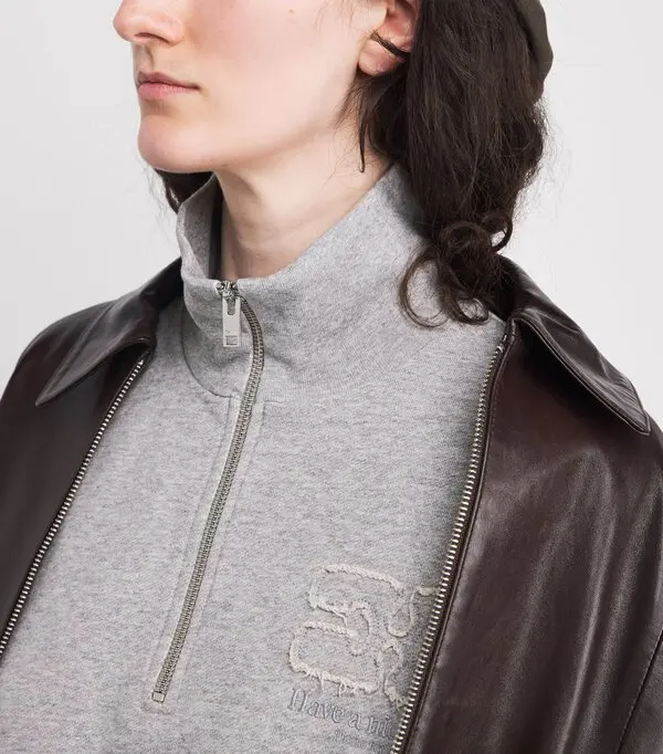 GANNI Organic Cotton Half-zip Sweatshirt