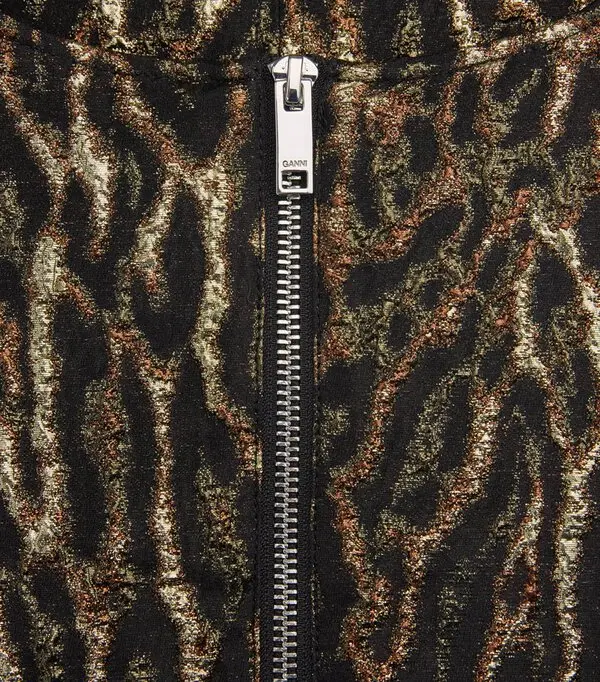 GANNI Metallic Leopard Jacquard Mini Dress