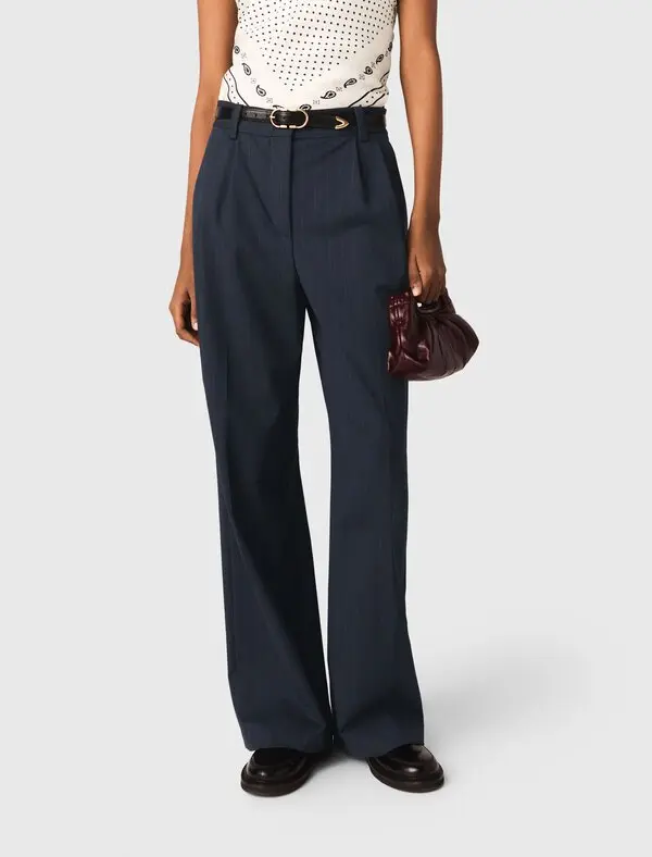 Maje Pinstriped Wide-leg Trousers