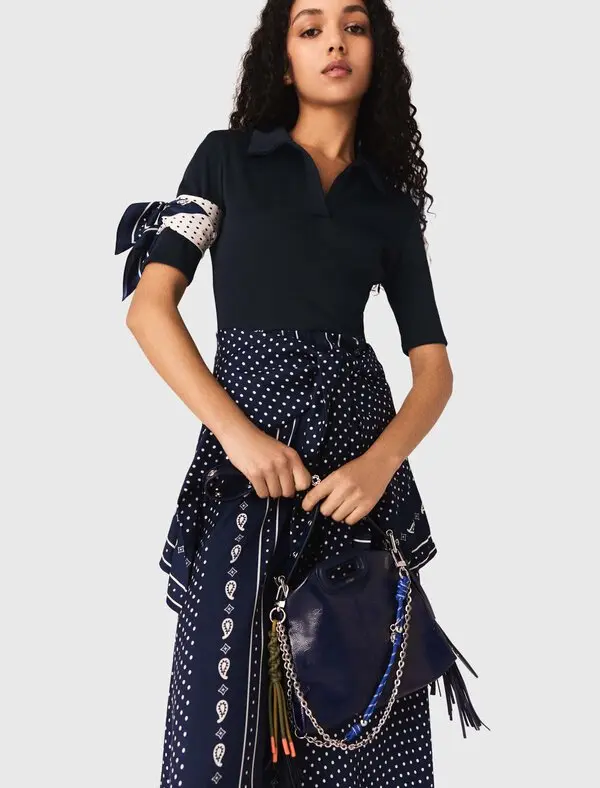 Maje Viscose Maxi Dress - Navy Dot Bandana Print - 30% Off | Editorialist