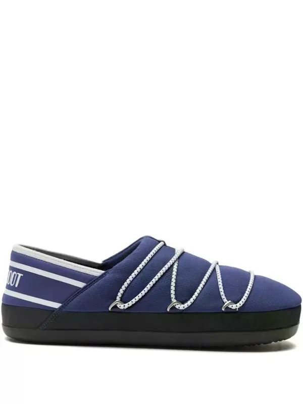 Moon Boot Logo-band Flat Slippers - Blue
