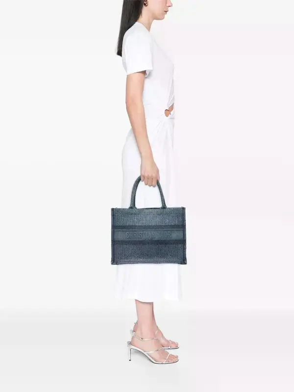 Dior 2019 Medium Oblique Denim Book Tote Bag - Blue