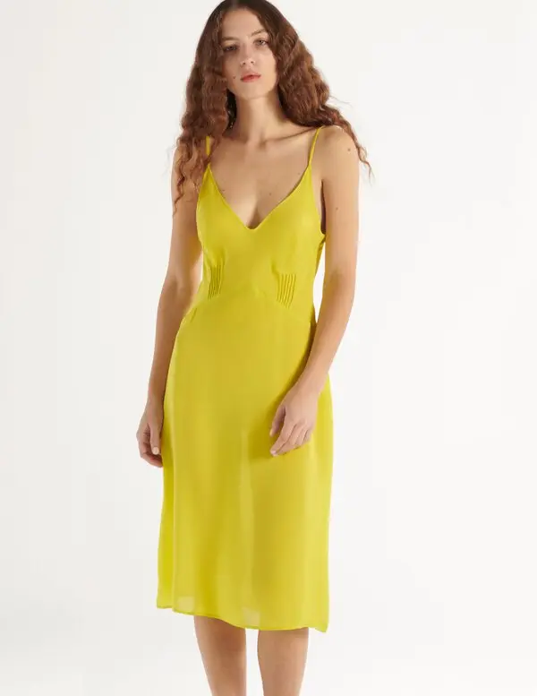 Araks Cadel Washed Silk Georgette Slip - Yellow