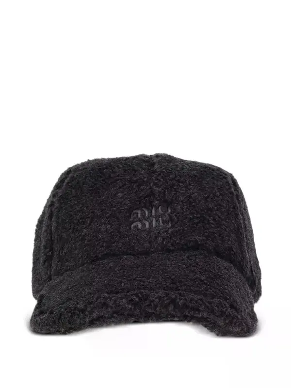 Miu Miu Fleece Baseball Cap - Black