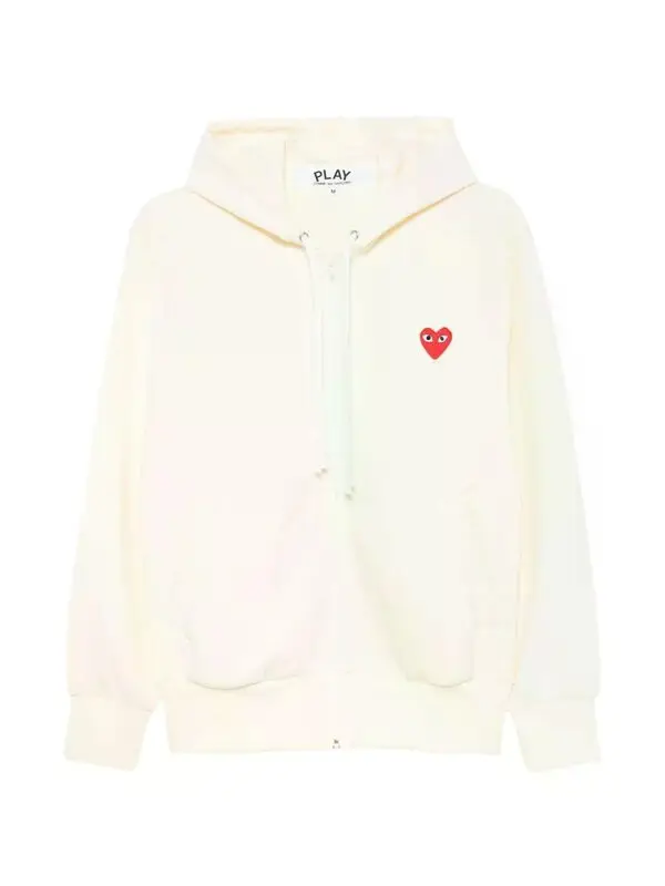Play Comme Des Garcon Emblem Zip-up Hoodie - Neutrals