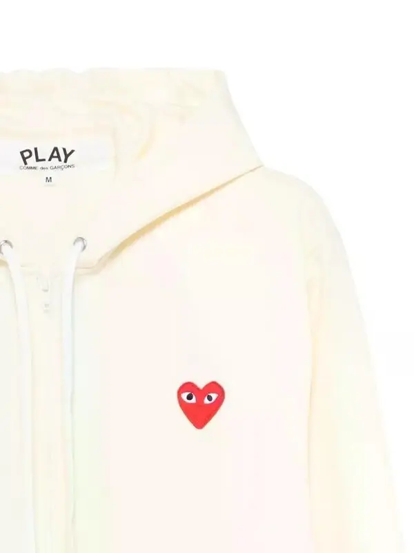 Play Comme Des Garcon Emblem Zip-up Hoodie - Neutrals