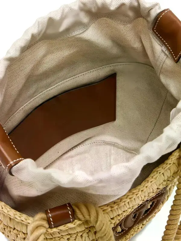 Gucci Gg-logo Woven Bucket Bag - Neutrals