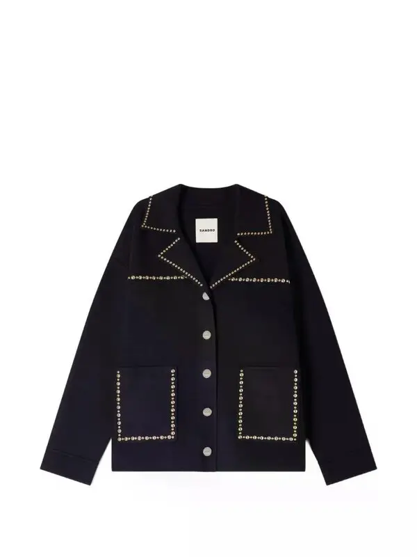 Sandro Stud-embellished Cardigan - Blue