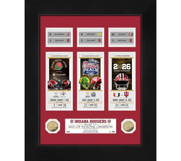 HIGHLAND MINT Indiana 2025-26 Cfp Road To National Champs Del Uxe Frame - One-color