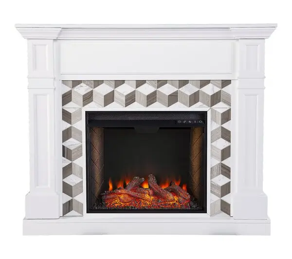 SEI FURNITURE Sei Darvingmore Criss Cross Fireplace With Marb Le Surround - One-color