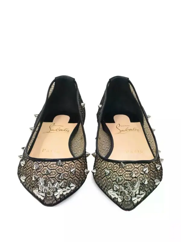 CHRISTIAN LOUBOUTIN Lace Spike-embellished Ballet Flats