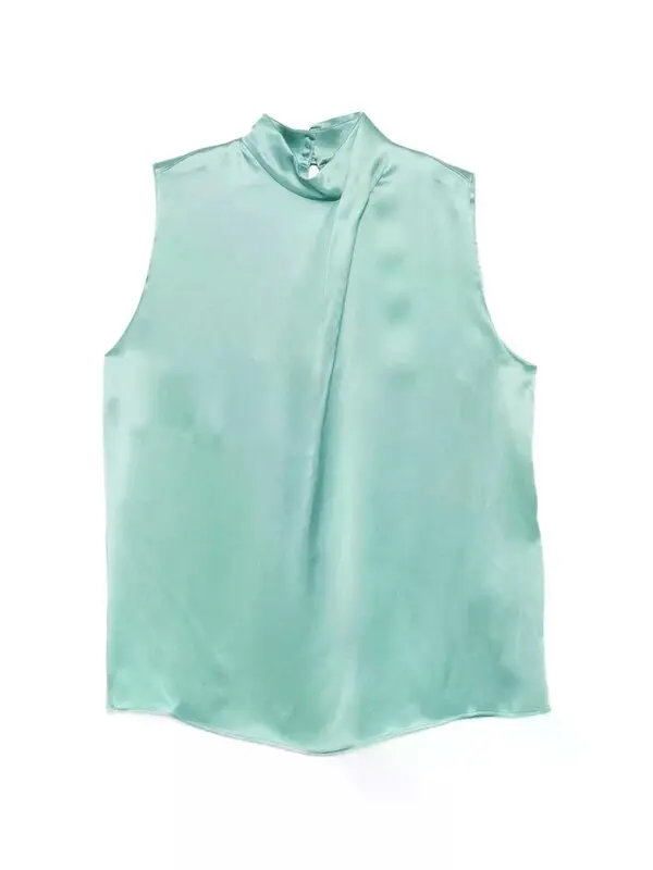 Eleventy Draped Mock-neck Blouse
