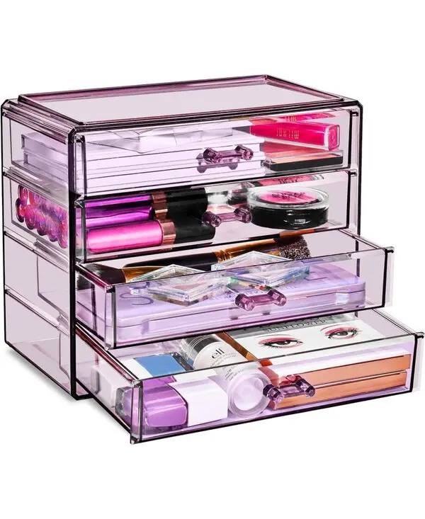 SORBUS 4 Drawer Makeup Organizer And Storage For Cosmetics - Purple