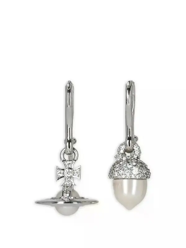 VIVIENNE WESTWOOD Orb Pearl Hoop Earrings - Silver