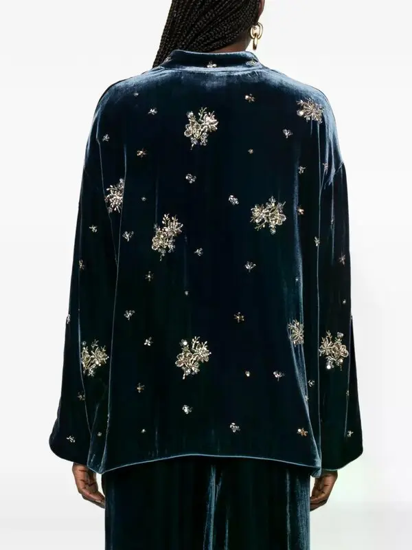 Momoni Embellished Front-tie Blouse