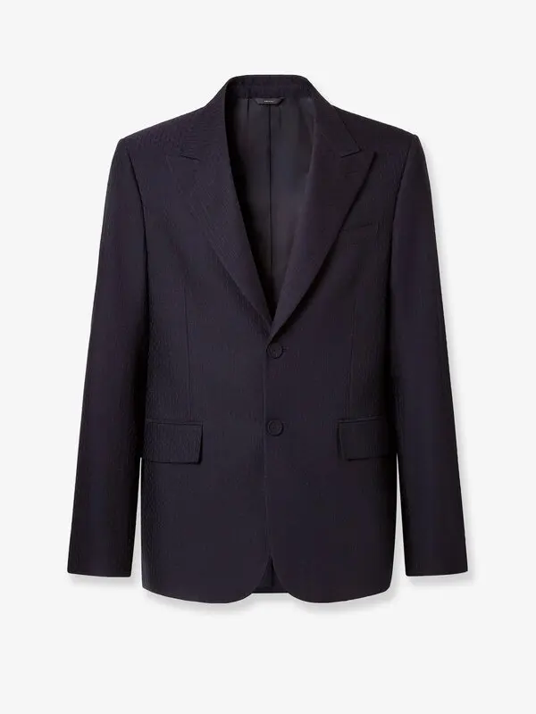 Fendi Formal Wool And Cotton Blazer - Blue