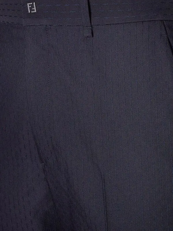 Fendi Wool Tonal Stitching Trousers - Blue