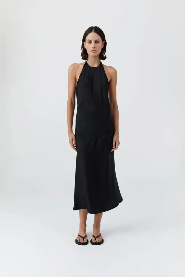 ST AGNI Silk Twill Halter Dress