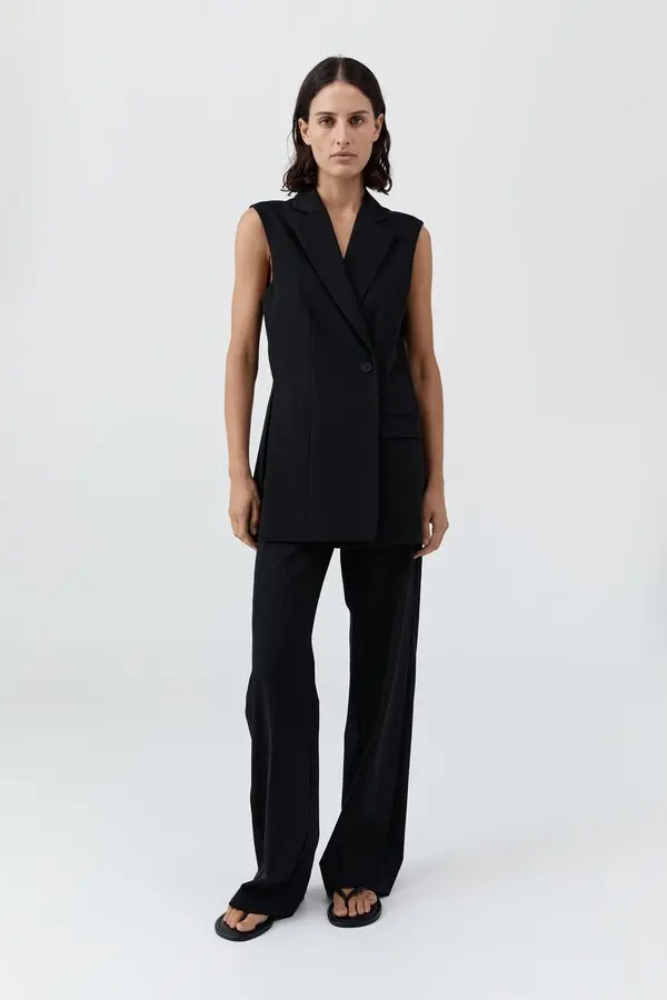ST AGNI Wool Sleeveless Split Blazer