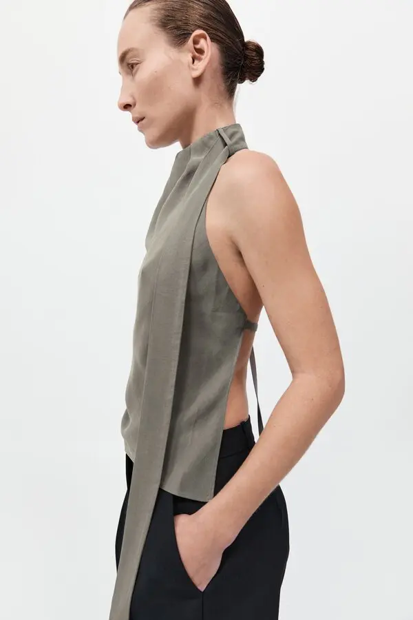 ST AGNI Silk Scarf Halter Neck Top